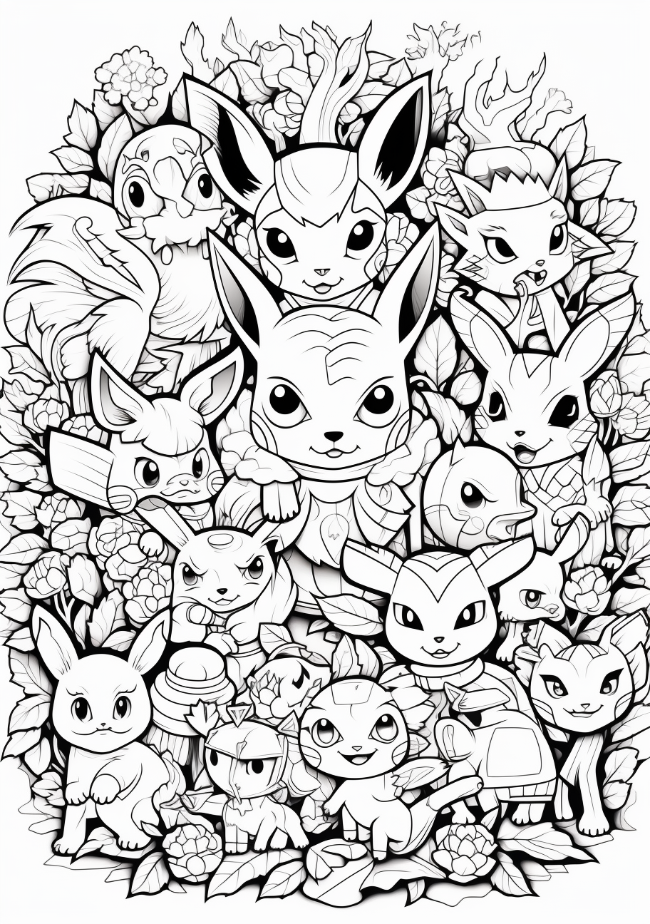 multiple pokemon coloring pages